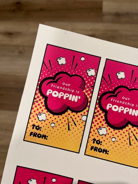 Our Friendship is Poppin' Printable Valentine's Day Card Popcorn Themed ...