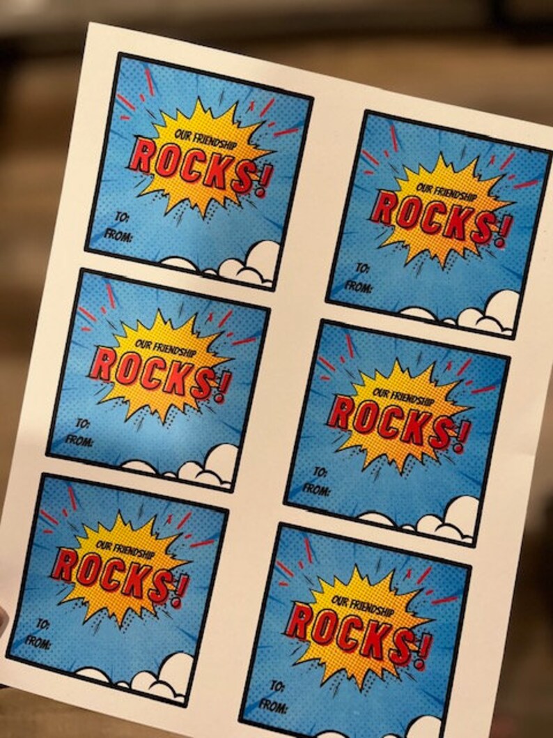 Our Friendship Rocks! Printable Valentine's Day Cards Rock or Diamond ...