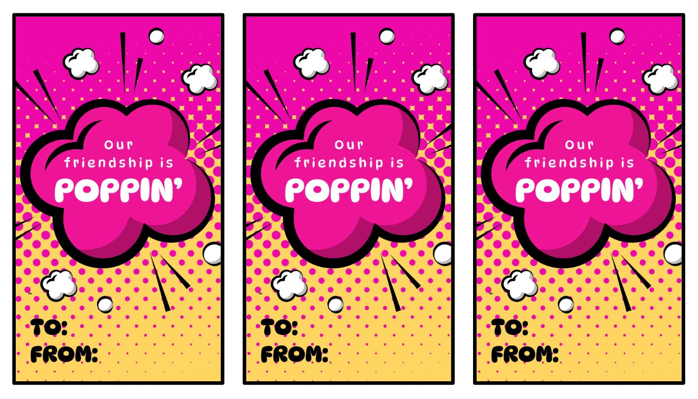 Our Friendship is Poppin' Printable Valentine's Day Card Popcorn Themed ...