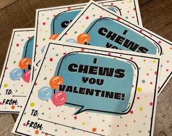 Personalized Gumball Machine Valentines, Digital File, I Chews You ...
