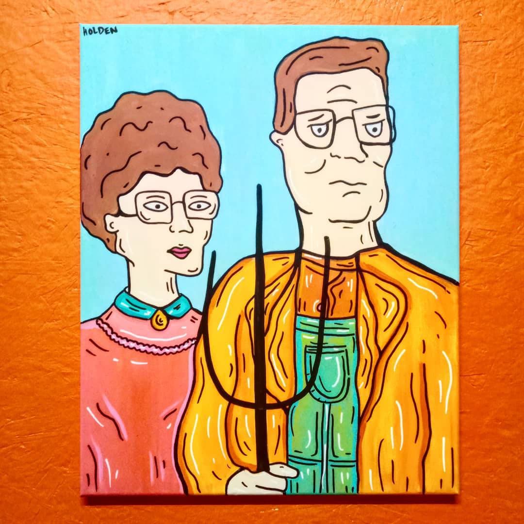 8x10 American Gothic King of the Hill Art Print | Hank Hill | Peggy ...