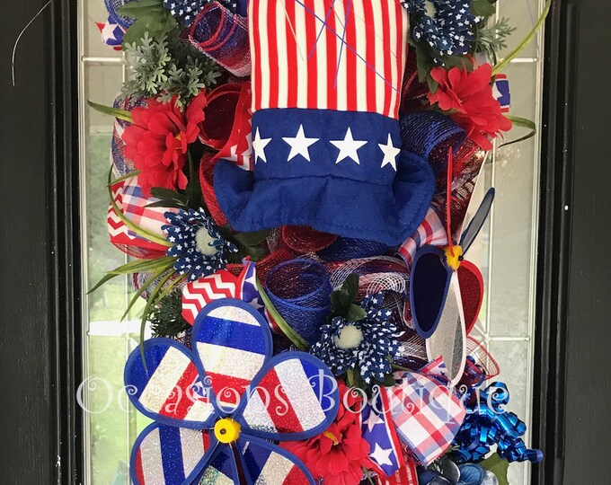 Memorial Day Wreath Summer Wreath Door Swag Patriotic - Etsy