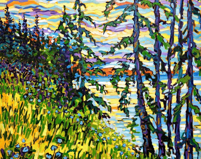 Lake Landscape Original Oil Painting on Canvas 24x36 Impressionistic ...