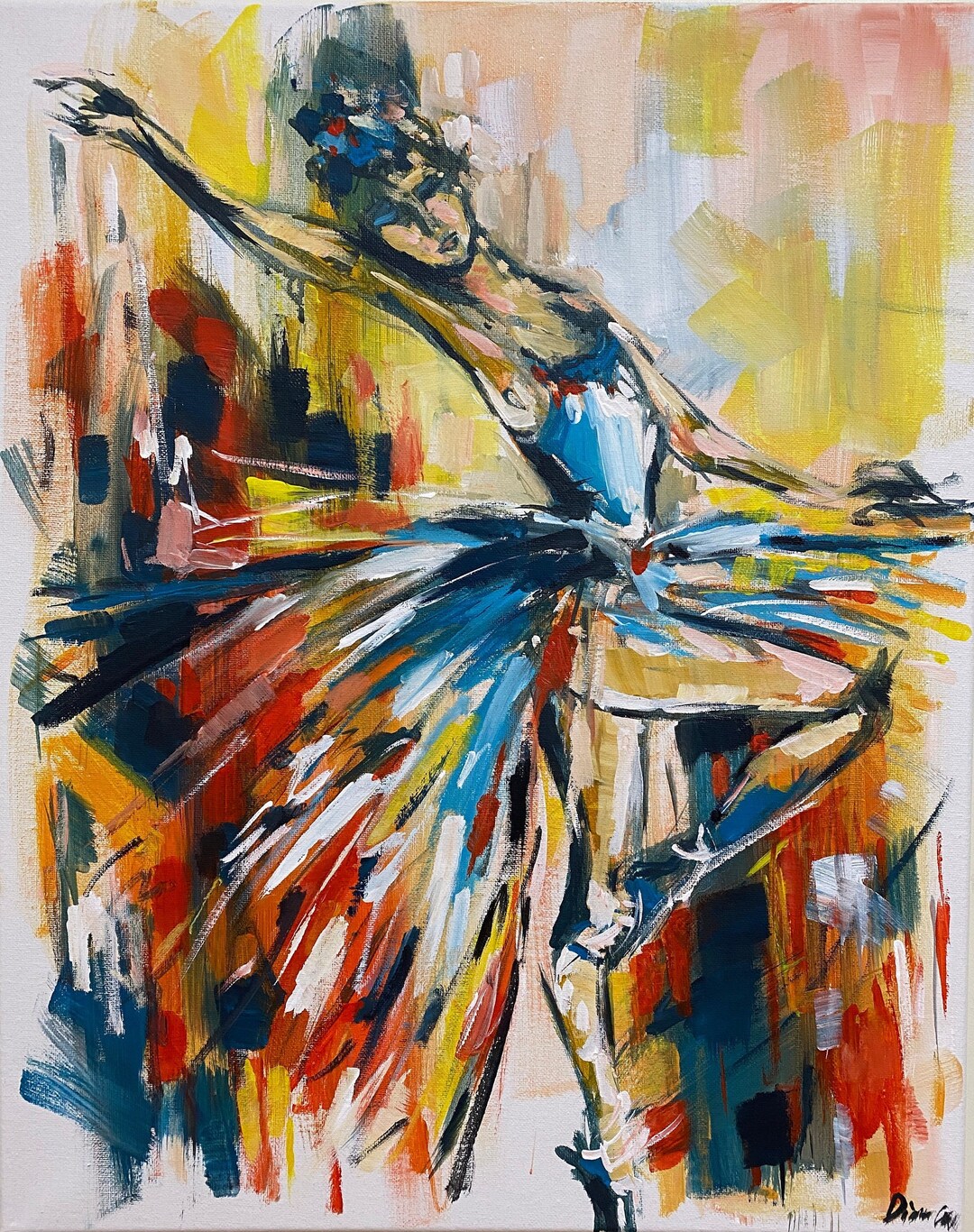 Ballet Dancer Painting, Tranquil Colors Wall Art, Ballerina Painting ...