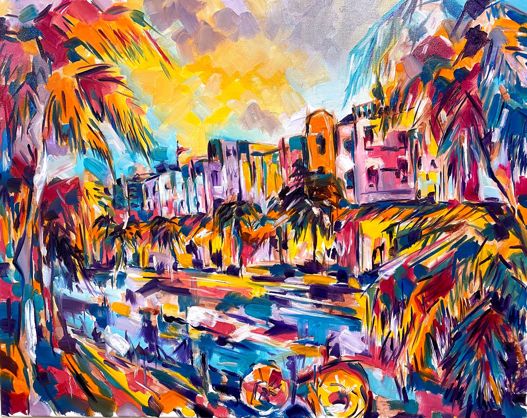 Miami painting on canvas Cityscape ORIGINAL art Modern | Etsy
