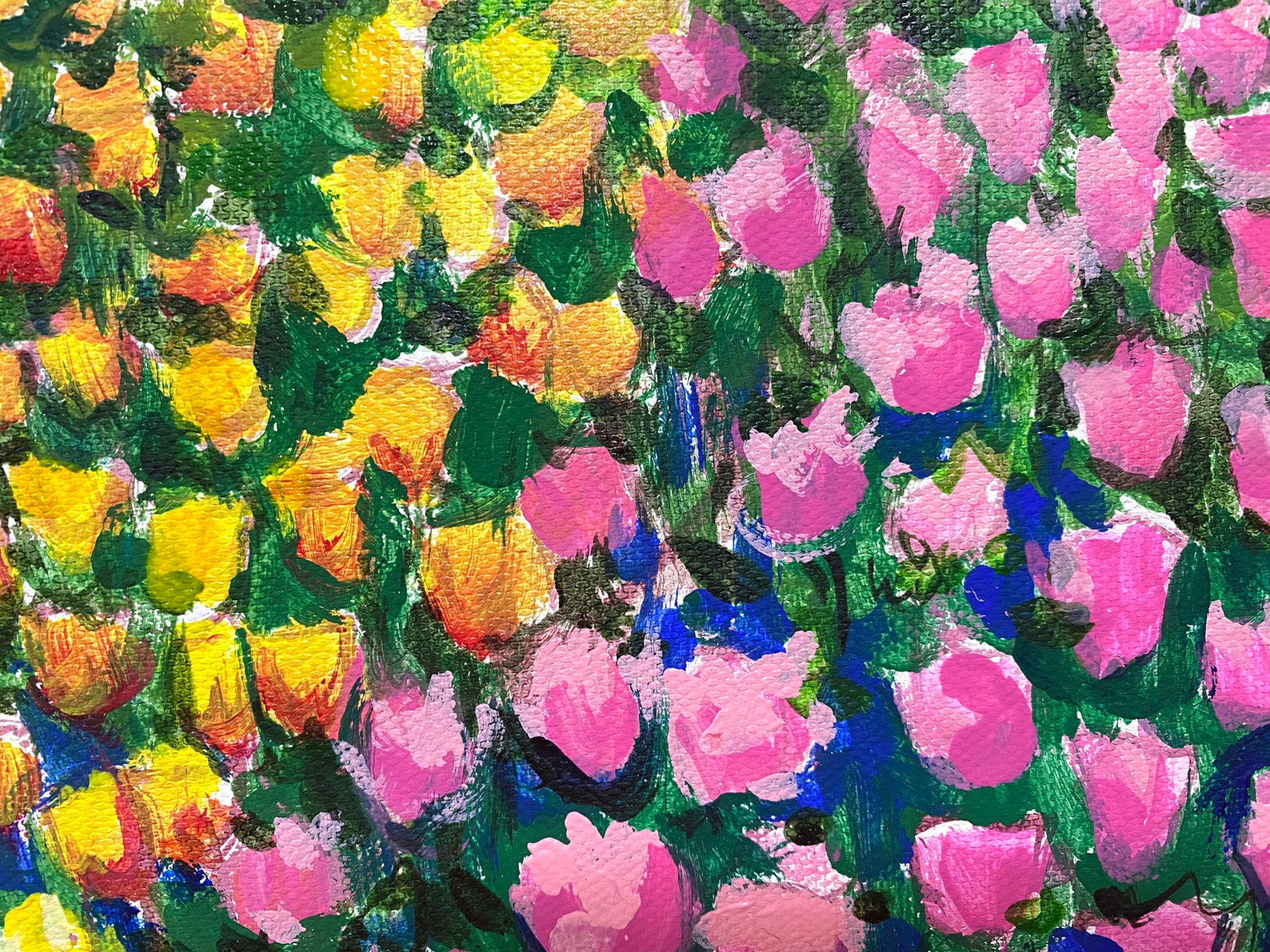 Tulip Field Painting Landscape Canvas Original Art Holland - Etsy