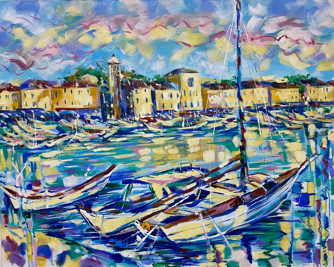 Monaco Painting Original Painting on Canvas European Landscape - Etsy