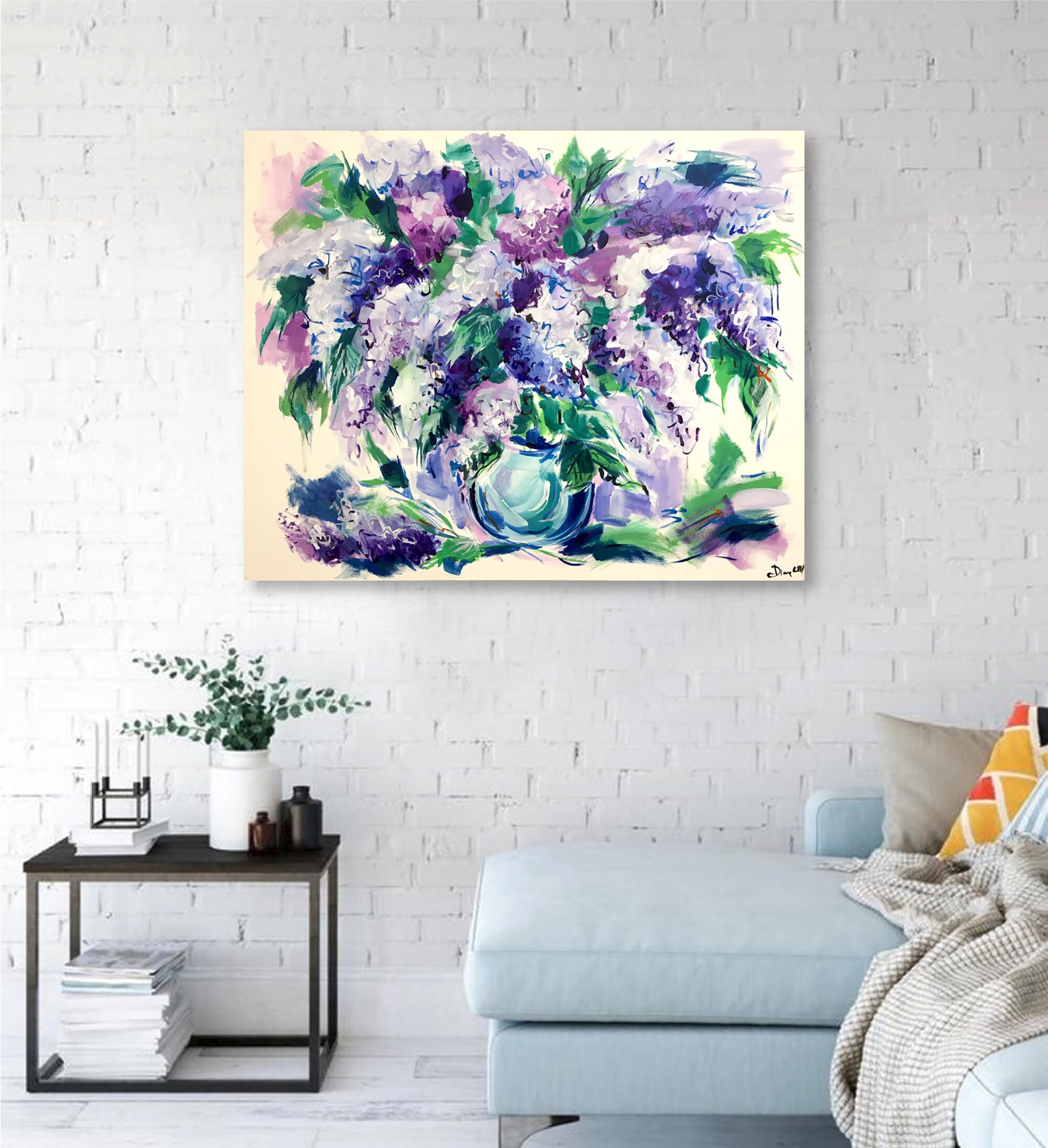 Lilac Painting, Original Painting on Canvas, Large Floral Canvas, 24x30 ...