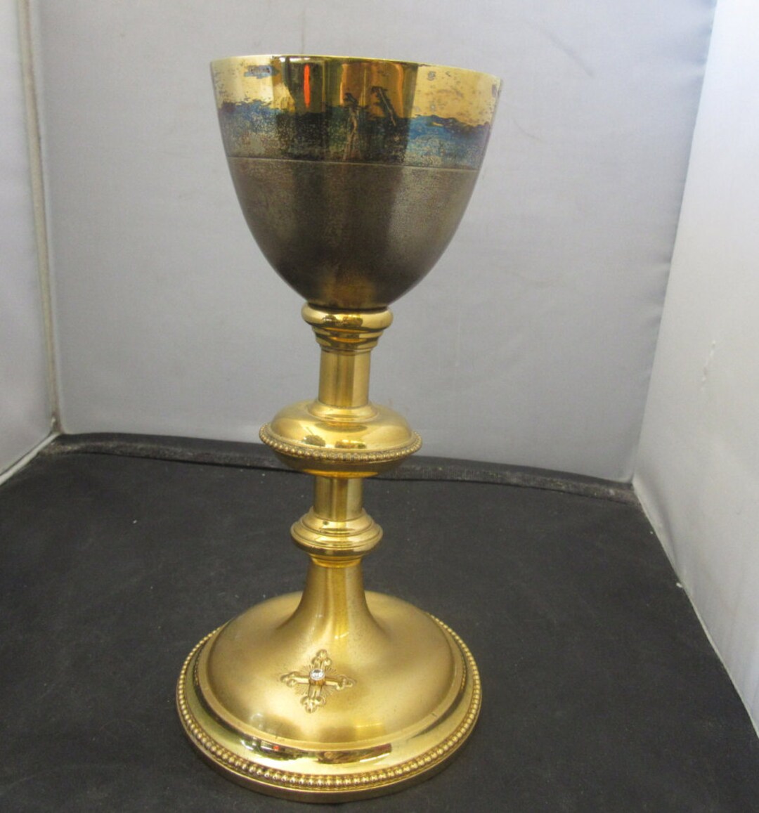 ANTIQUE Chalice Gold Tone With Genuine Diamond Accent and Cross - Etsy