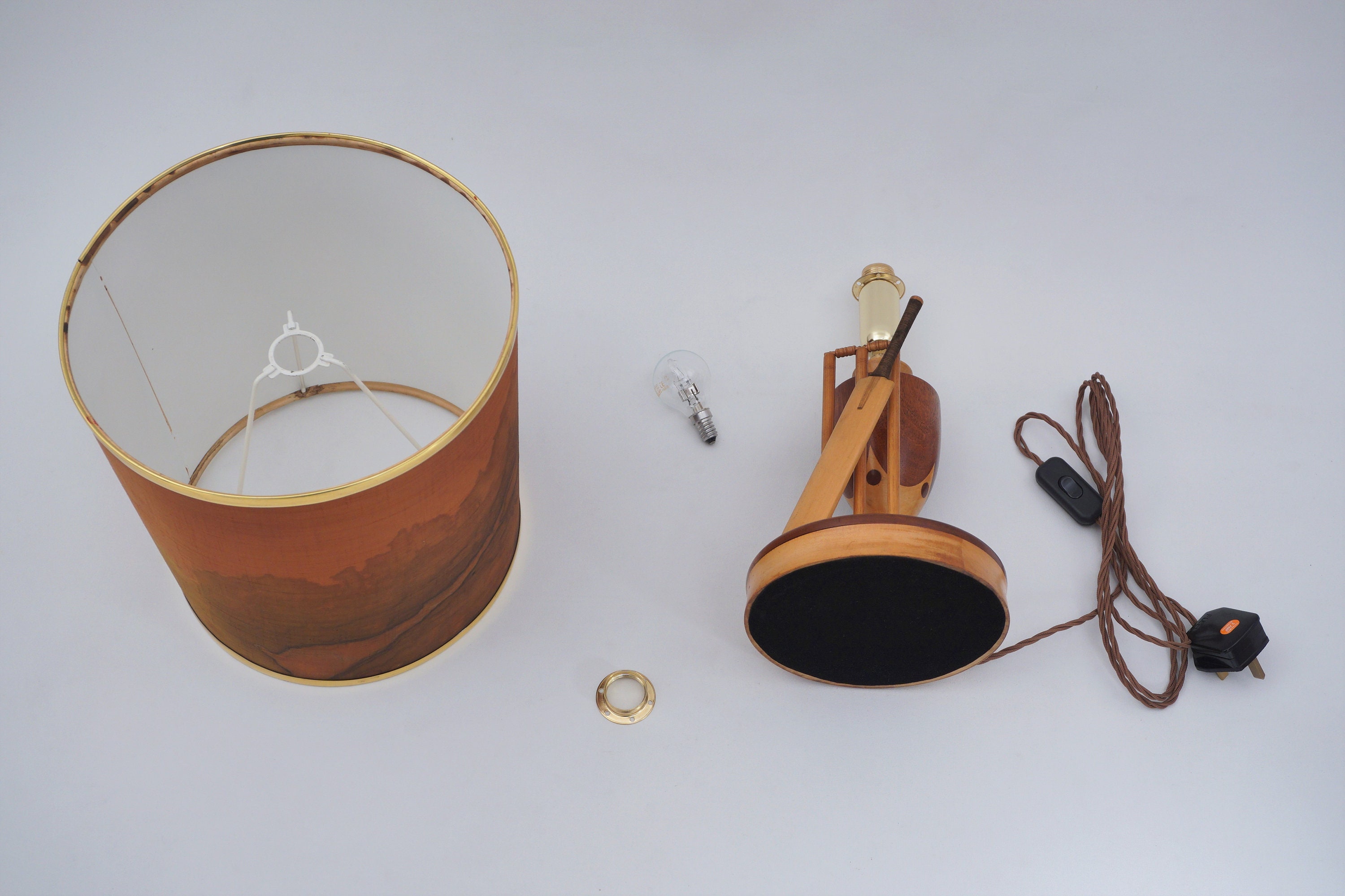 Marquetry Wood Inlaid Table Lamp, Sport Cricket Theme, 1950s Ca ...