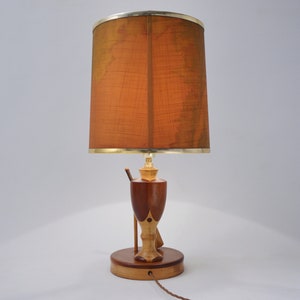 Marquetry Wood Inlaid Table Lamp, Sport Cricket Theme, 1950s Ca ...