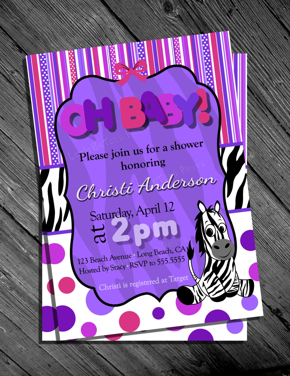 Purple Zebra Baby Shower