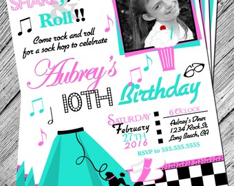 Sock Hop Birthday Invitation | Etsy