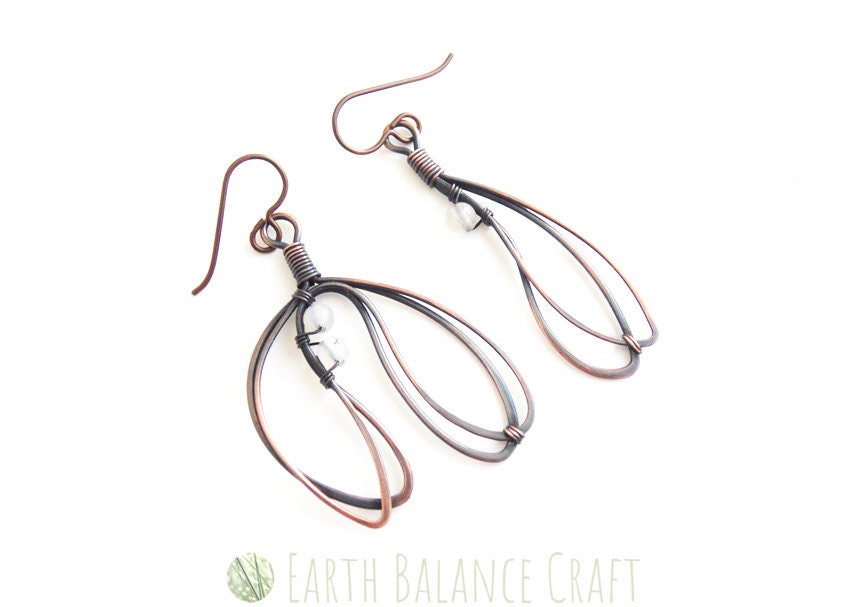 Mistletoe Earrings, Nature Jewellery, Copper Wire Work, Yule Earrings ...