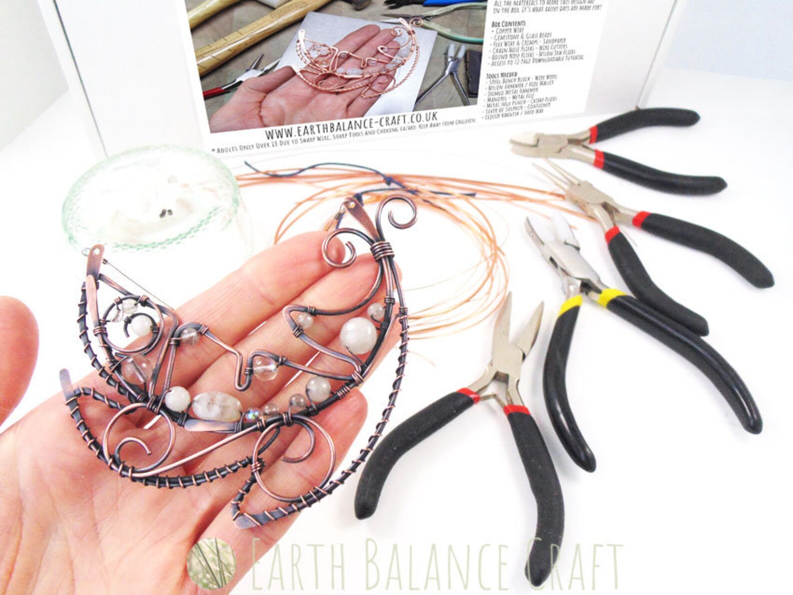 Wire Feather Suncatcher Kit With Four Tools: Copper Wire & Gemstone ...