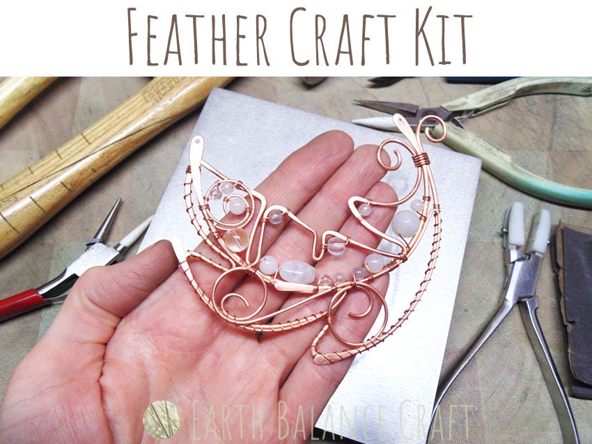 Wire Feather Suncatcher Kit With Four Tools: Copper Wire & Gemstone ...
