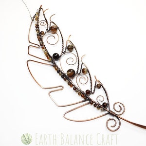 Owl Feather Decoration, Nature Lover Gift, Copper Wire Suncatcher, Owl ...