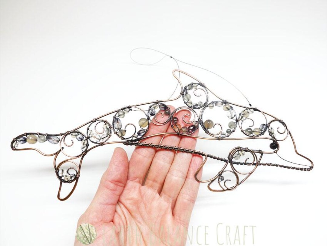 Dolphin Suncatcher, Sea Life Decoration, Wire Work Art, Metal Dolphin ...