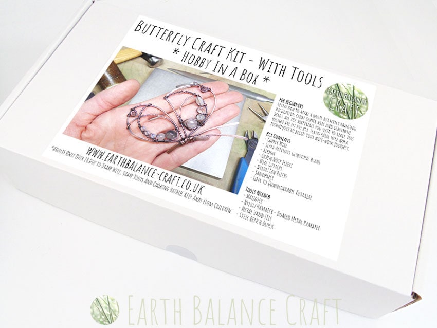 Butterfly Kit WITH TOOLS, Make Your Own, Wire Butterfly, White Gemstone ...
