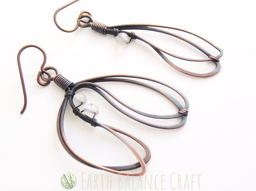 Mistletoe Earrings, Nature Jewellery, Copper Wire Work, Yule Earrings ...