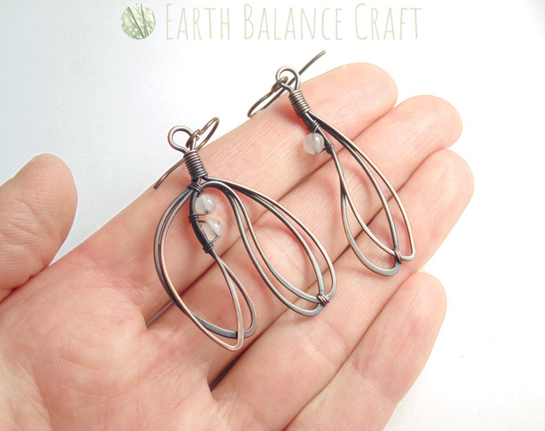 Mistletoe Earrings, Nature Jewellery, Copper Wire Work, Yule Earrings ...