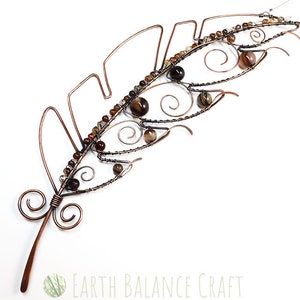 Owl Feather Decoration, Nature Lover Gift, Copper Wire Suncatcher, Owl ...