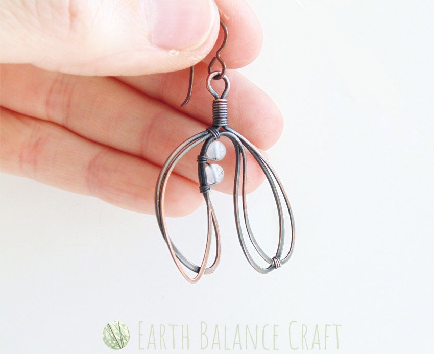 Mistletoe Earrings, Nature Jewellery, Copper Wire Work, Yule Earrings ...