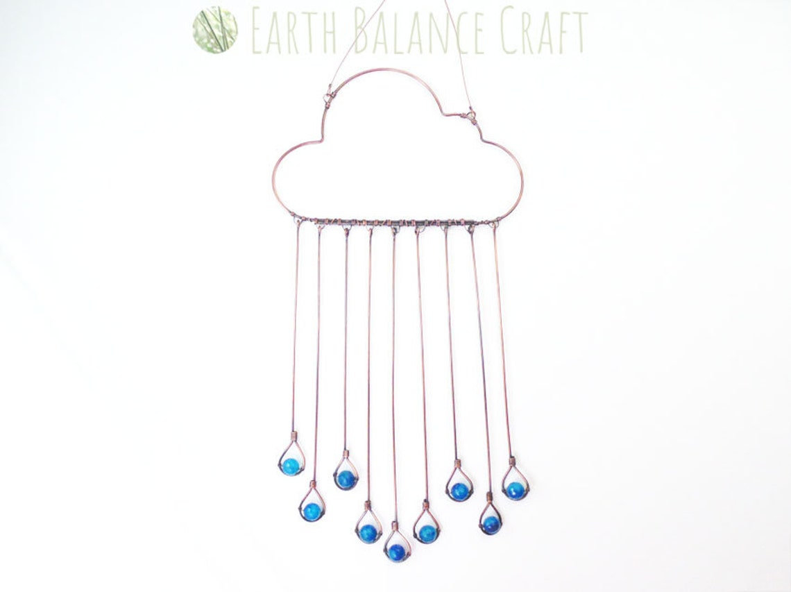 Blue Rain Cloud, Raindrops Suncatcher, Weather Gifts, Rainfall Wall ...