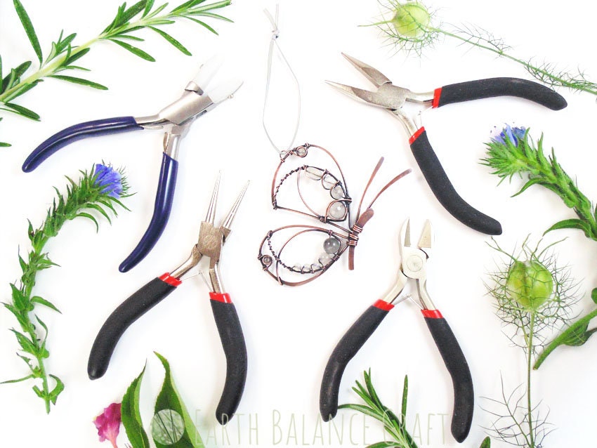 Butterfly Kit WITH TOOLS, Make Your Own, Wire Butterfly, White Gemstone ...