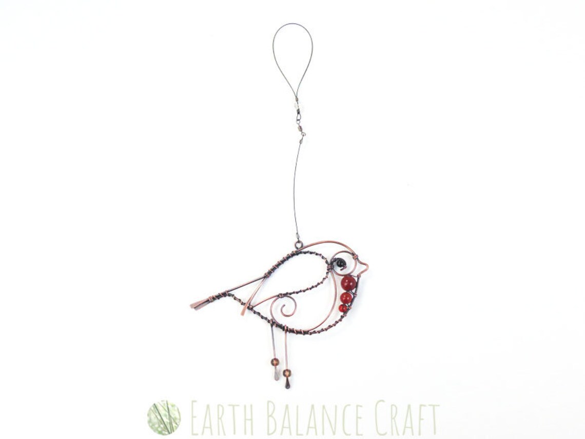 Red Robin Hanging Decoration Whimsical Gifts Copper Wire - Etsy