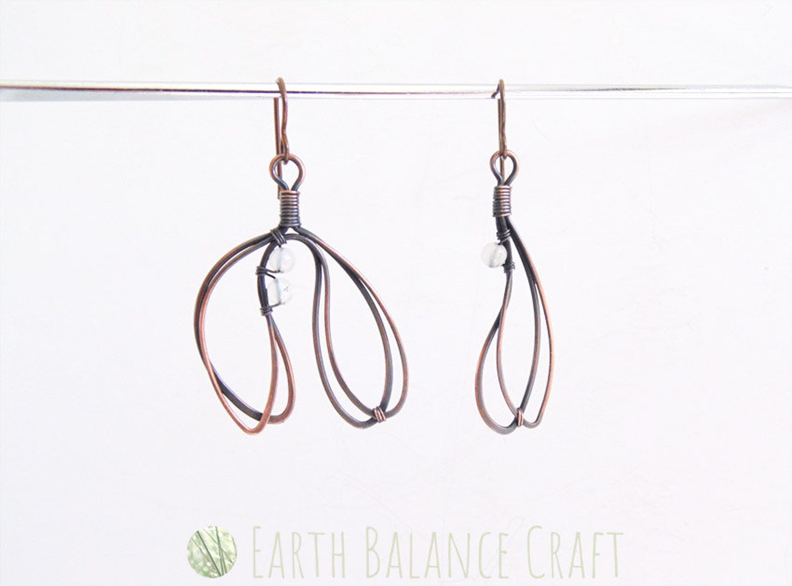 Mistletoe Earrings Nature Jewellery Copper Wire Work Yule - Etsy UK