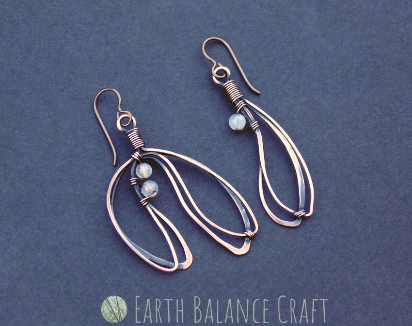 Mistletoe Earrings, Nature Jewellery, Copper Wire Work, Yule Earrings ...