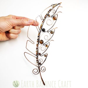 Owl Feather Decoration, Nature Lover Gift, Copper Wire Suncatcher, Owl ...