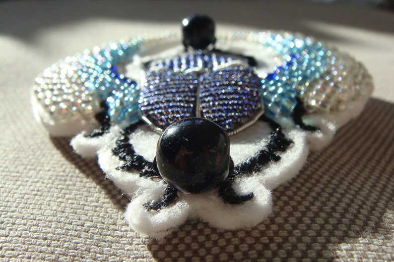 Blue Winged Scarab Embroidered Brooch - Gold Embroidery. - Etsy