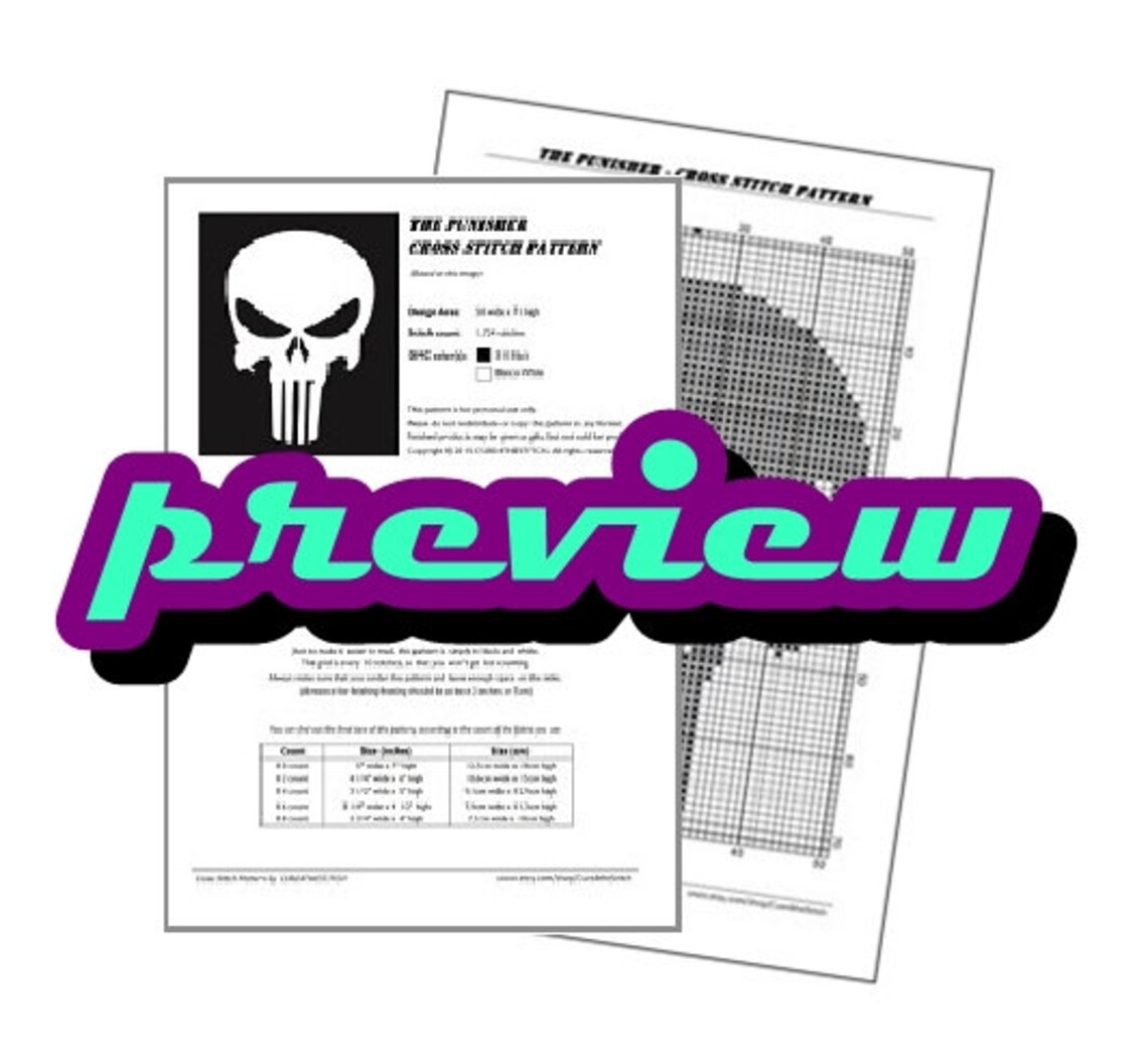 The Punisher, Cross Stitch Pattern, Pattern Only, Instant Download ...