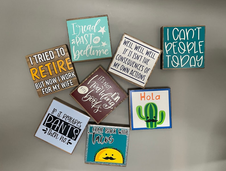 I Can't People Today Sign: Black and White Wood Shelf Decor (3.5 ...