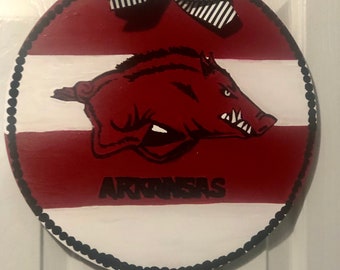 Arkansas Razorbacks Wreath, AR Razorbacks Door Wreath, Razorbacks Gift ...