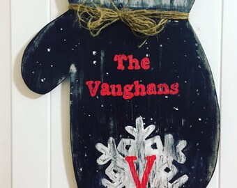 Winter Door Hanger, Mitten Door Hanger, Winter Wreath, Winter Decor ...