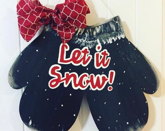 Winter Door Hanger, Mitten Door Hanger, Winter Wreath, Winter Decor ...