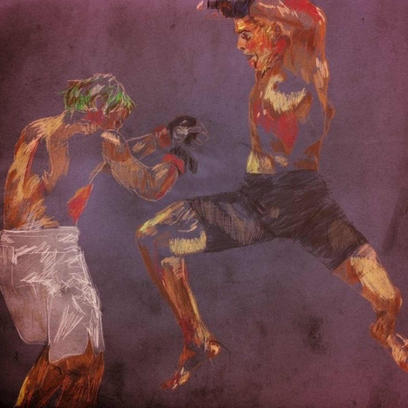 MMA Fight Drawing UFC Digital Wall Art Graffiti Print Colorful and ...