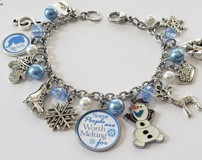 A Frozen Snowman Princess, Frozen Snowman Jewelry, Princess Bracelet, A ...