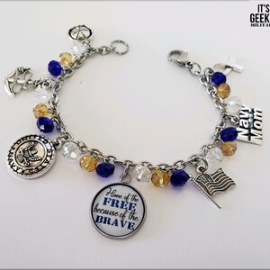 Navy Mom, Navy Mom Jewelry, Navy Mom Gift, Navy Mom Bracelet, Proud ...