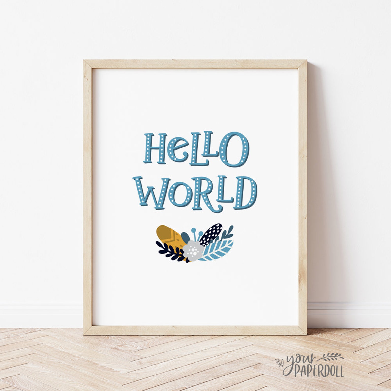 Hello World Printable Wall Art Instant Download Nursery | Etsy