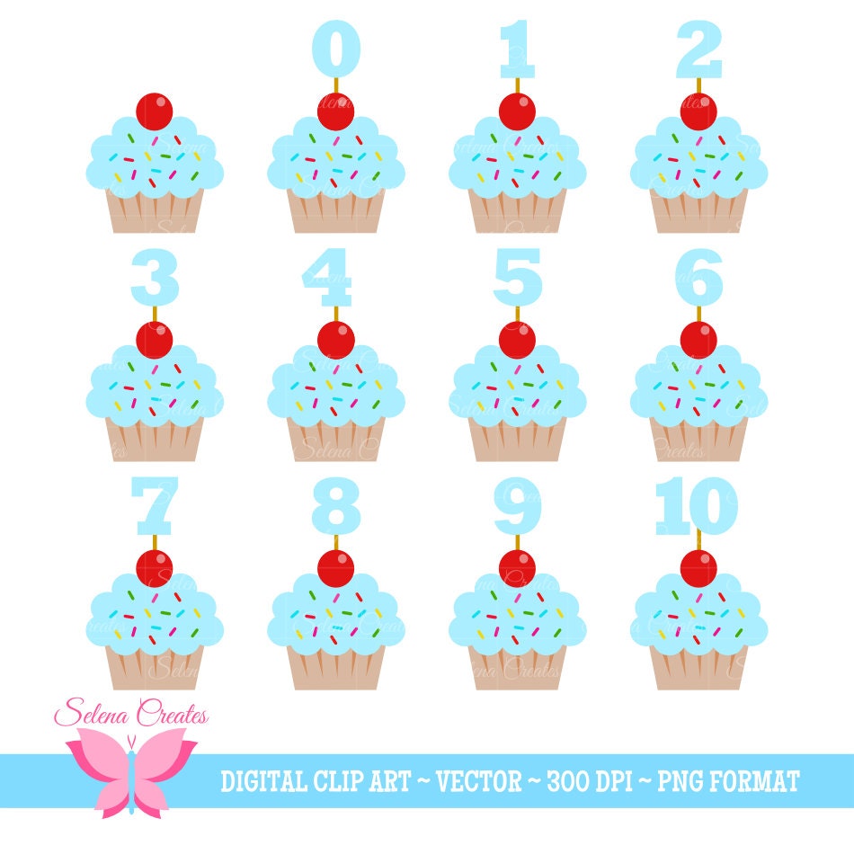 Cupcake Clipart, Digital Clipart, Aqua Cupcakes, Turquoise Cupcakes ...