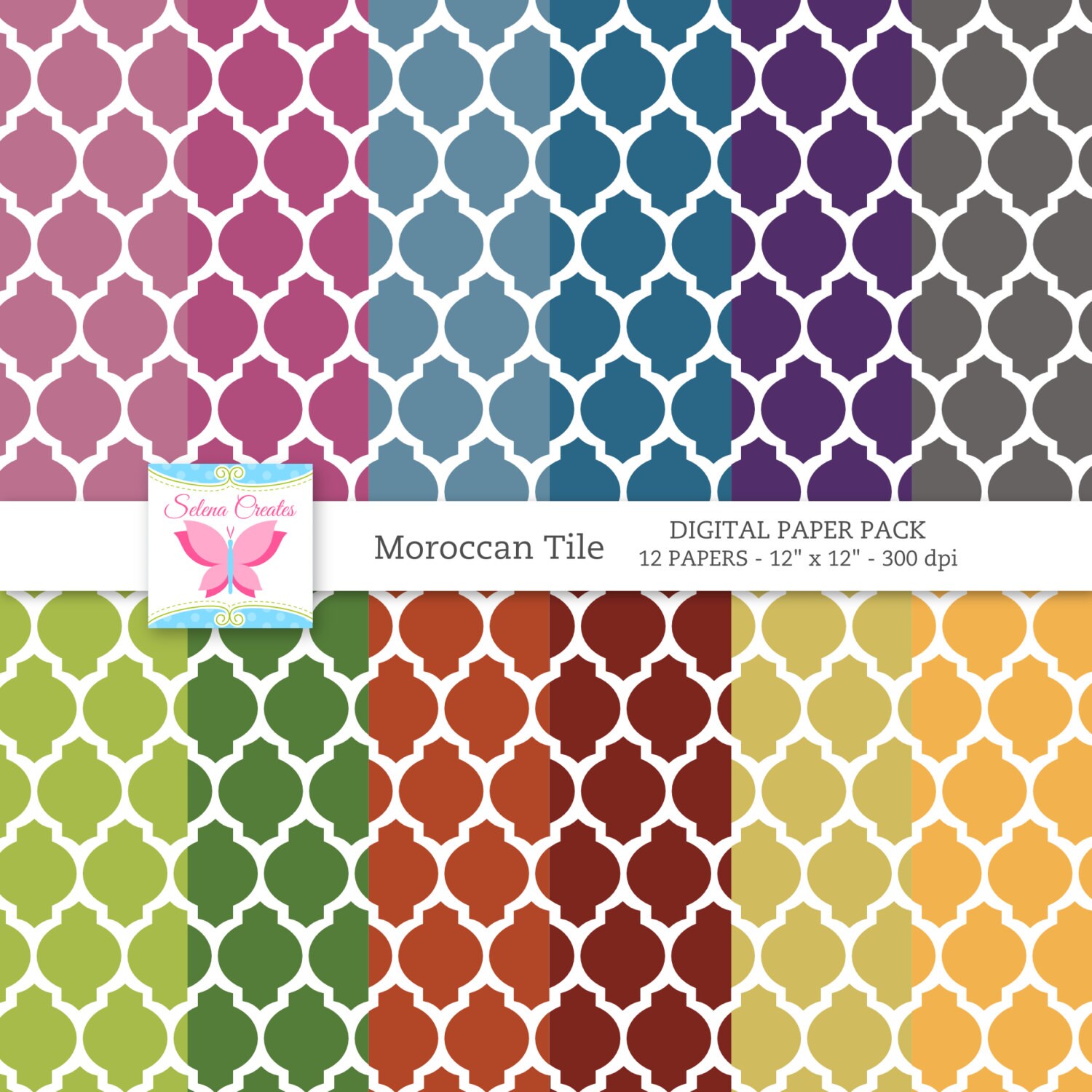Moroccan Tile Digital Paper Set Warm Fall Colors Digital - Etsy