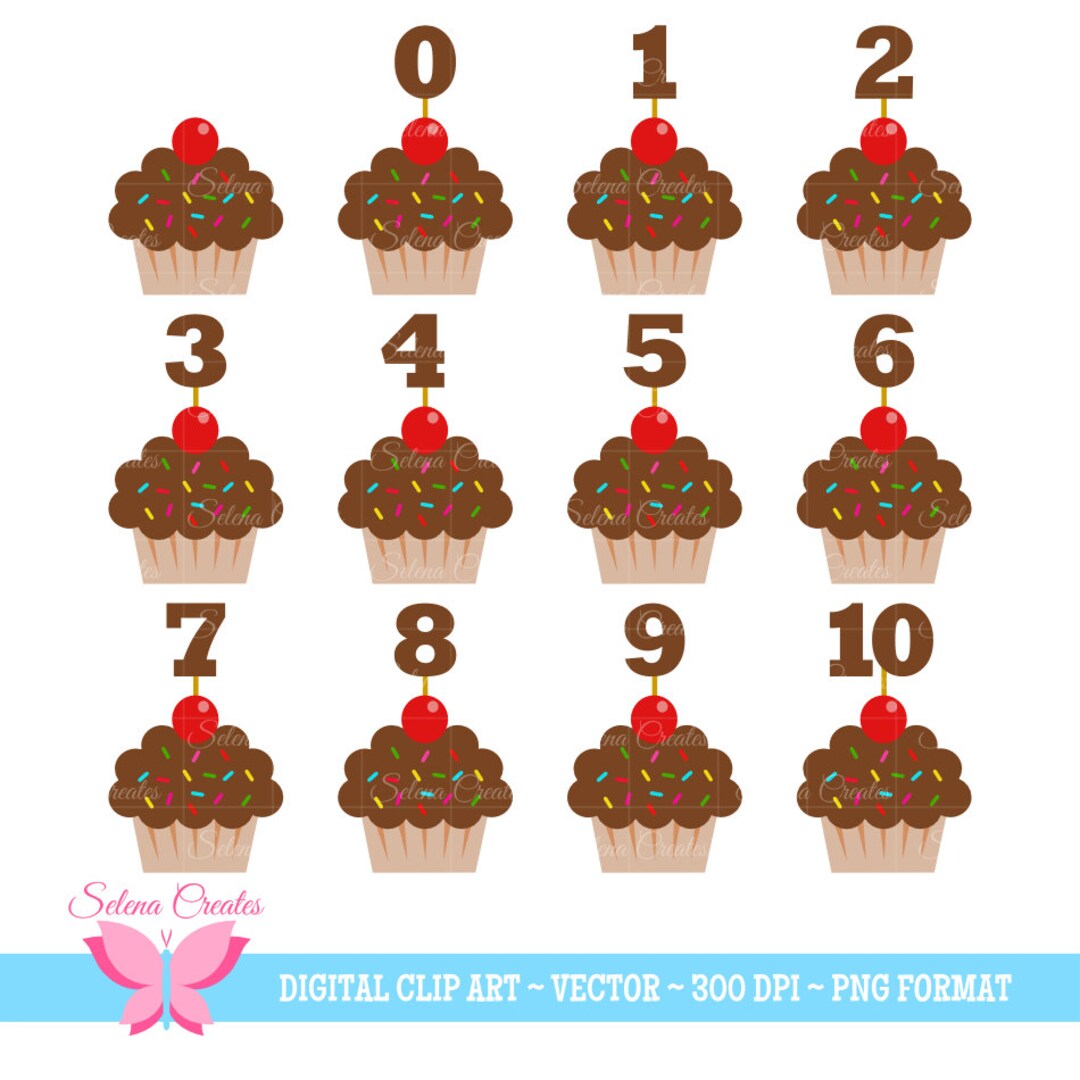 Cupcake Clipart, Digital Clipart, Brown Cupcakes, Chocolate Cupcakes ...
