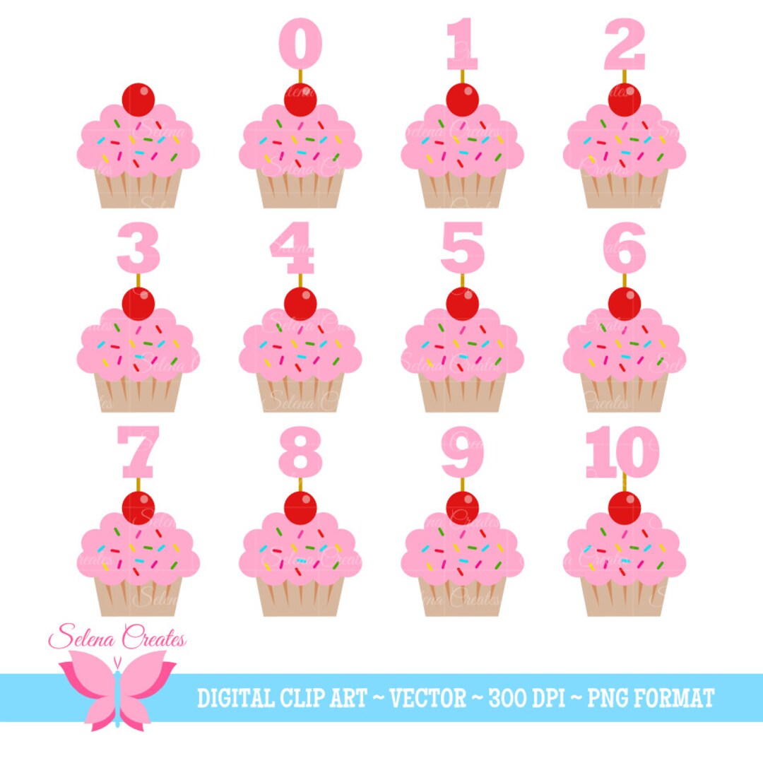 Pink Cupcake Birthday Clipart