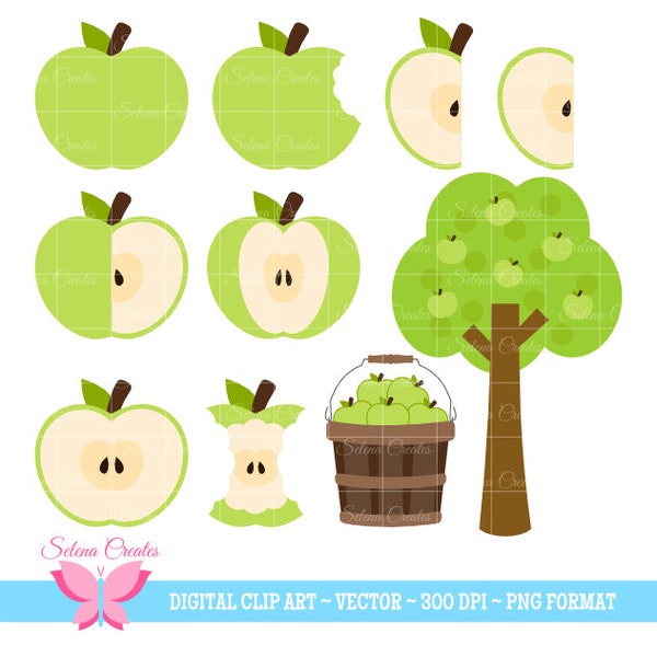 Apple Clipart - Etsy