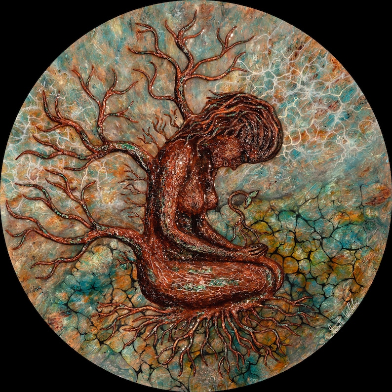 Mother Earth, Gaia, Circular, Painting, Oil, Abstract, 3 D, Mixed Media ...