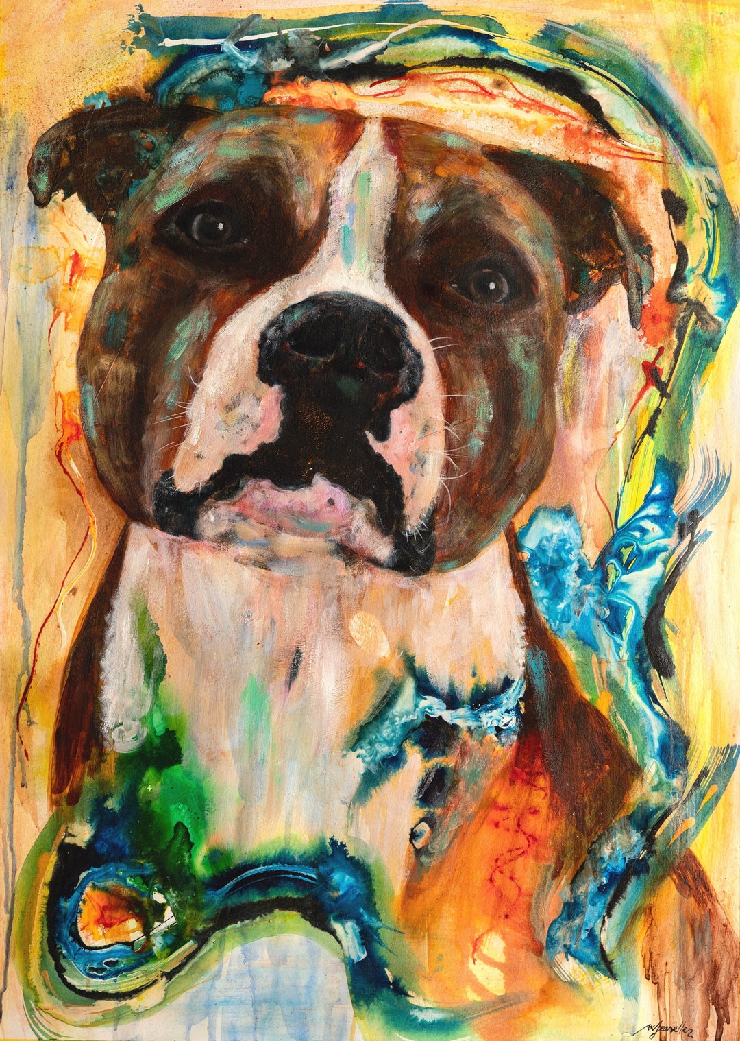 Poster,fine Art Print, Suffy, Dog, Stafforshire Bull Terrier,red Stuffy ...